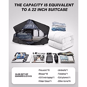 For Spirit Airlines Personal Item Bag 18x14x8 Travel Duffel Bags Tote Carry on Luggage Underseat Luggage Large Foldable Weekender Overnight Bag for Women Men with Trolley Sleeve Black