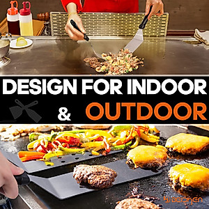 Beichen Griddle Accessories Kit, 34Pcs Stainless Steel Flat Top Grill Tools Set for Blackstone and Camp Chef, Grilling Spatula Set, Scraper, Carry Bag, Grill Cleaning Accessories for Men Outdoor BBQ