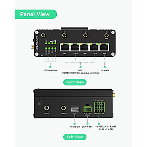 LINOVISION Industrial 5G Cellular Router with Dual 5G SIM Cards and RS232/RS485 IoT Integration, 5G LTE Router Supports Gigabit Ethernet, WiFi 5G/4G