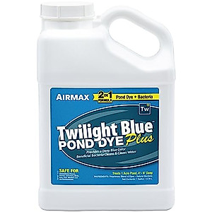 Airmax Pond Dye Plus, Twilight Blue Colorant & Natural Beneficial Bacteria, Large Pond & Lake Water Clarifier & Color Treatment, Shade Plants & Algae from Sunlight, Fish & Livestock Safe, 1 Gallon