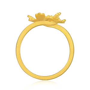 CHOW SANG SANG Cultural Blessings Daily Bliss 999.9 24K Gold Price-by-Weight 3.36g Gold Luxurious Blossom Ring (Size 13) for Women and Wedding Occasion 88427R (13) (17)