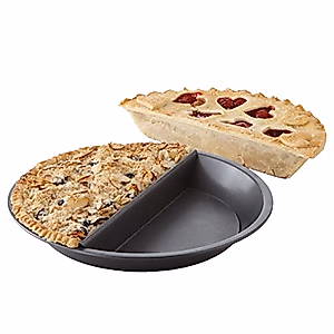 Chicago Metallic Professional Non-Stick Split Decision Pie Pan, 9-Inch, Gray