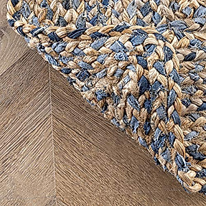 nuLOOM Eliz Braided Denim and Jute Area Rug, 4x6, Blue