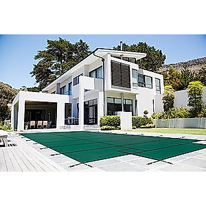 WaterWarden Inground Pool Safety Cover 16’ x 32’ with Center End Step, 15-Year Warranty, UL Classified to ASTM F1346, Triple Stitched for MAX Strength, Abrasion Resistant, Hardware Included Green Mesh