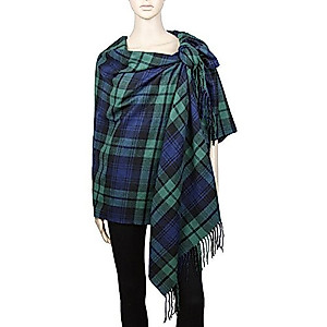 NY GOLDEN FASHION Women Oversized Scottish Clan Tartan Plaid Cashmere Feel Shawl Wrap Winter Scarf (Green Tartan)