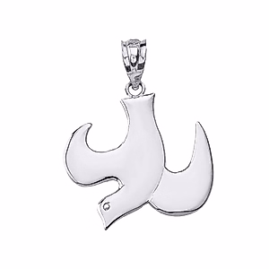 Solid 925 Sterling Silver Descending Holy Spirit Dove Pendant