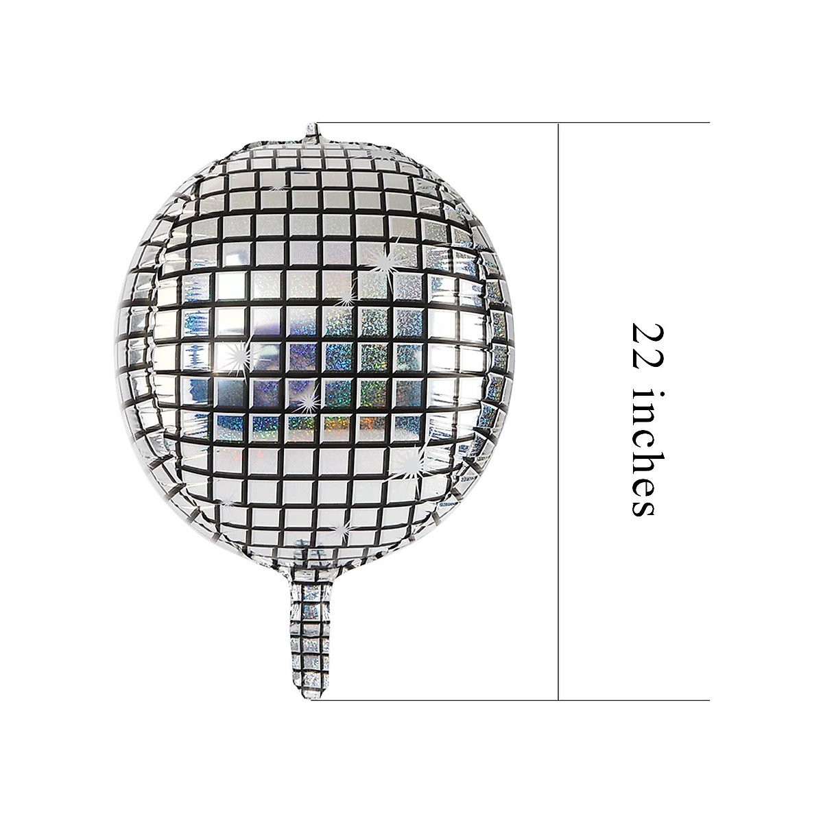 C CRYSTAL LEMON Disco Ball Balloons – 22-Inch Disco Ball Balloon Set for Weddings, Parties, Bridal Showers, Events – Aluminum Foil Disco Balloons in 4D – Round Metallic Silver 70s Balloons – 6pcs