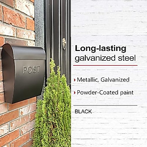 NACH Large Wall Mount Mailbox, 5.07 x 12.44 x 5.39 inches, Black Mailboxes for Outside Wall Mount, Waterproof Mailbox - The Sylvia Mailbox