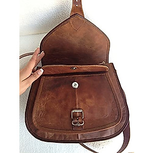13" BROWN GENUINE LEATHER VINTAGE WOMEN'S PURSE BAG BOHO WESTERN HIPPY CLUTCH (12 inch)