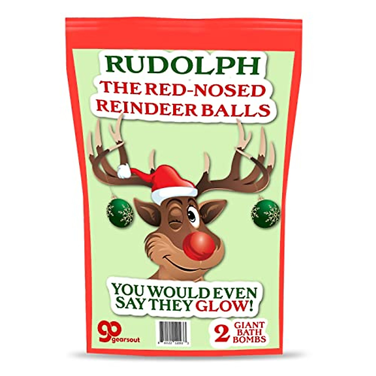 Rudolph Reindeer Balls Bath Bombs - Red Bath Bombs for Women - Adult Christmas Gag Gifts - Funny Reindeer Gifts - Black Cherry Scent