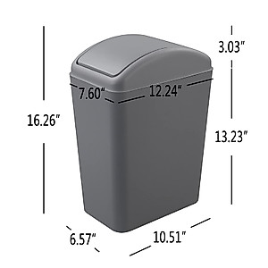 CAND 1 Pack Kitchen Garbage Can, Plastic Trash Can with Swing Lid, 16 L (Black)