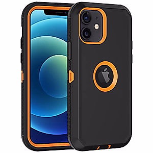 Aimoll-88 for iPhone 12 Case, iPhone 12 Pro Case, with Built in Screen Protector Heavy Duty Drop Protection Shockproof Dust Proof Protective Phone Cover for Apple iPhone 12/12 Pro (Black/Orange)