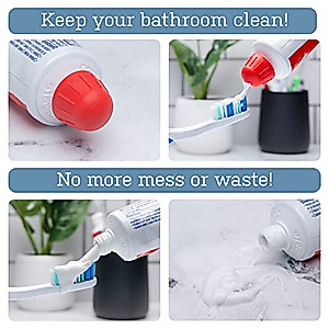 Toothpaste Topper, Self Closing Toothpaste Cap Dispenser, Self Cleaning Toothpaste Caps Top, Zero Waste Cap, Red White and Blue Silicone Toothpaste Cap