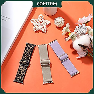 EOMTAM Metal Connecters Stretchy Nylon Band Compatible for Apple Watch Band 38mm 40mm 41mm 42mm 44mm 45mm Women Men,Elastic Cloth Sport Wristbands for iWatch Series Ultra 8 7 6 SE 5 4 3(Starlight,38)