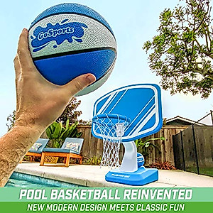 GoSports Splash Hoop Swimming Pool Basketball Game, Includes Poolside Water Basketball Hoop, 2 Balls and Pump – Choose Your Style