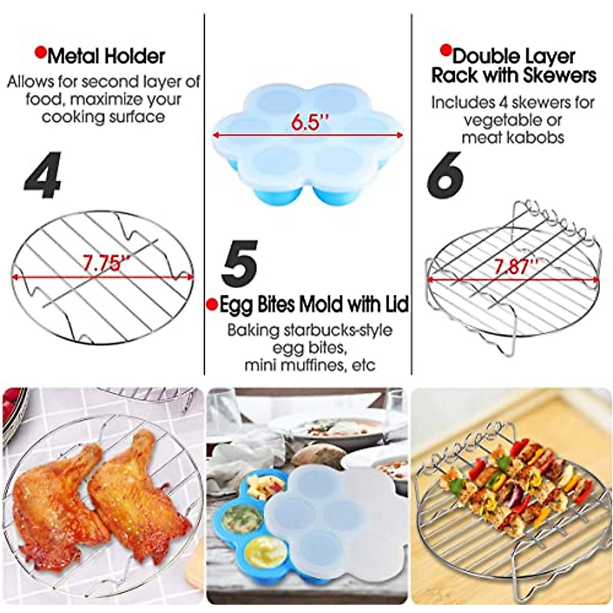 8 Inch Air Fryer Accessories, XL Air Fryer Accessories with Recipe Cookbook for Air Fryer Oven Microwave Air Fryer Accessories