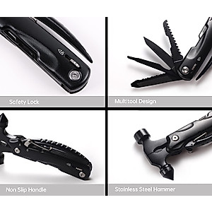 Survival Hammer Multitool, 12 in 1 Emergency Escape Car Safety Hammer,Cool Gadgets for Outdoor Fishing Hiking Anniversary Birthday Christmas Stocking Stuffers Gifts for Men Dad Boyfriend