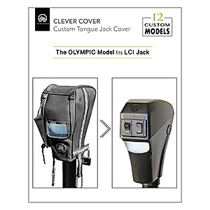 Clever Cover for LCI Jack by Trailersphere Custom Electric Tongue Jack Cover for Trailer, RV, Camper, Chains Holder, Plug Protector, Sun and Waterproof (LCI Jack Cover)