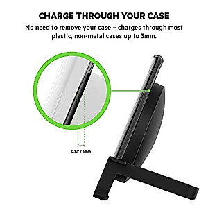 Belkin Quick Charge 10W Wireless Charger - Qi-Certified Charger Stand for iPhone, Samsung Galaxy - Charge While Listening to Music, Streaming Videos, & Video Calling - Includes AC Adapter - Black
