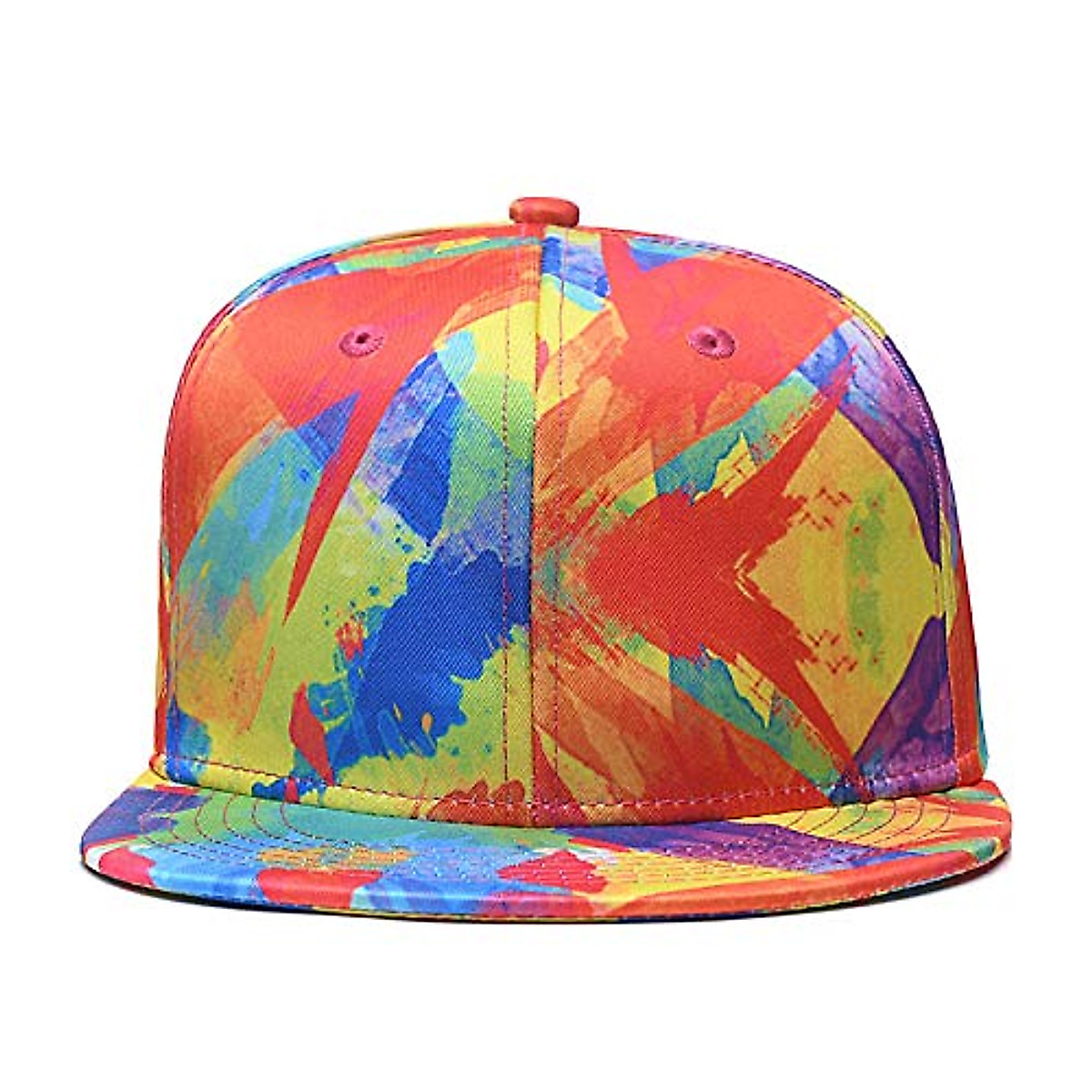 Quanhaigou Hip Hop Snapback Hat Unisex Trucker Hat Hip Hop Plaid Flat Bill Brim Adjustable Baseball Cap Red Blue