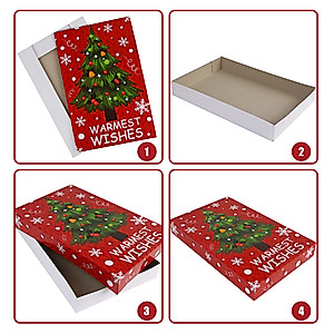 SULOLI Christmas Gift Boxes with Lids, 12 Pack Patterned Shirt Clothes Boxes for Christmas Wrapping Gifts