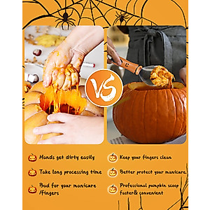 Henscoqi Pumpkin Carving Kit 7 Packs Carving Tools Set, Pumpkin Carving Set Jack Lantern Sculpting Set with Heavy Duty Stainless Steel Durable Handle, Halloween Decoration Set with Storage Skull Cup