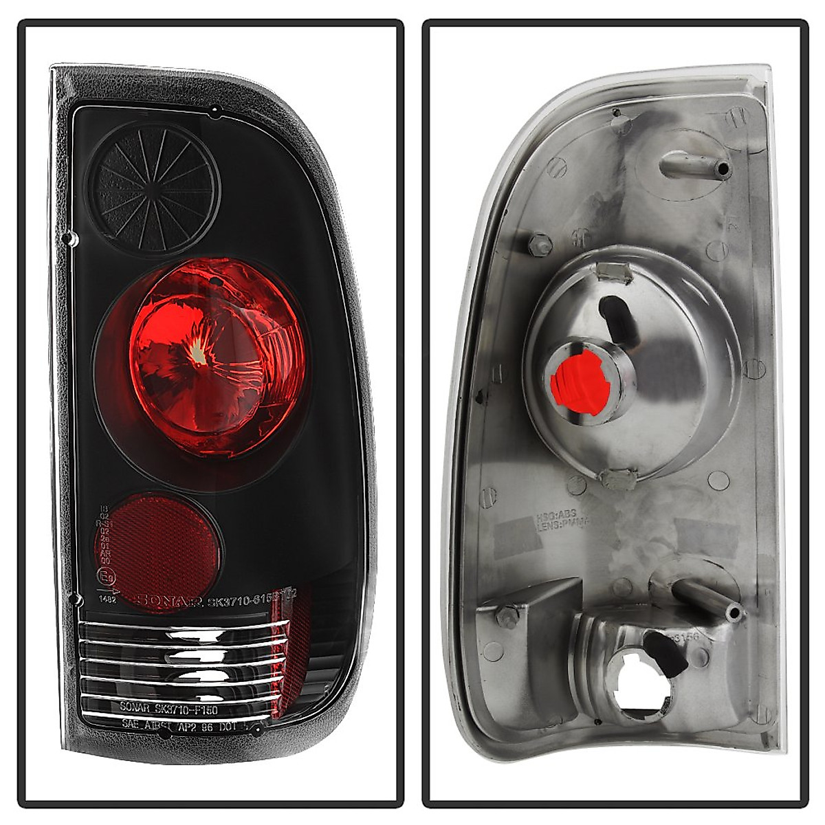 ACANII - For 1997-2003 Ford F150 99-07 F250 F350 F450 Superduty Black Housing Tail Lights Brake Lamps Pair Left+Right