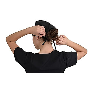 3-Pack Medical Nursing Working Scrub Cap GT Performance Women/Men One Size-Black/Black/Black-ONE Size