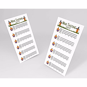 Halloween Themed wine tasting card scorecard for blind wine tasting party. Wine score card rating sheet for party, bachelorette party, girls night out party. Wine theme party tasting mat for wine.