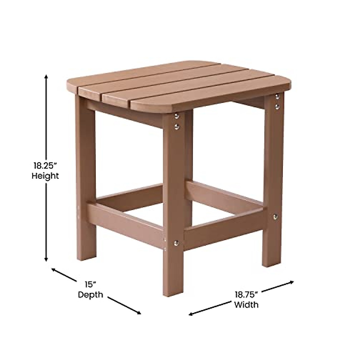 Flash Furniture Charlestown Tiered Commercial Poly Resin Adirondack Side Table - Natural Cedar - All-Weather - Indoor/Outdoor
