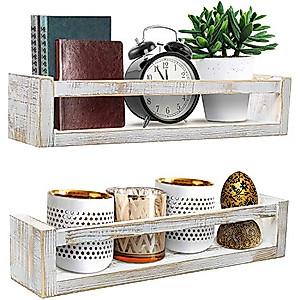 Sorbus Floating Shelves - Rustic Floating Book Shelves Wall Mount Wooden Hanging Ledge Storage Shelf Organizer for Kids Room Baby Nursery Decor, Living Room Playroom, Bathroom, Bedroom etc, Set of 2