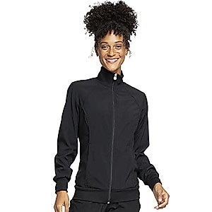 Cherokee Infinity Zip Front Scrub Jackets for Women, 4-Way Stretch Fabric 2391A, M, Black