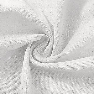 Awellife Farmhouse Shower Curtain for Bathroom, Linen and Cotton Woven Fabric, Country Rustic Style Shower Curtain Set (White, 72" L x 60" W)