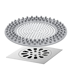 Shower Drain Hair Catcher/Shower Drain Cover/Tub Drain Hair Catcher, Stainless Steel Silicone Shower Hair Catcher for Bathtub Drain, Shower Drain Hair Trap Hair Stopper Shower Accessories