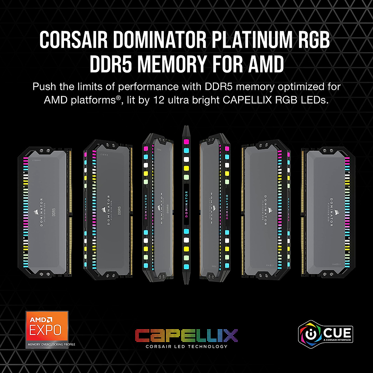 CORSAIR DOMINATOR PLATINUM RGB DDR5 RAM 64GB (2x32GB) 5200MHz CL40 AMD EXPO iCUE Compatible Computer Memory - Gray (CMT64GX5M2B5200Z40K)