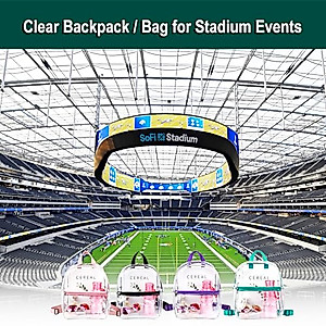 Keepcross Small Clear Backpack Stadium Approved - 12x6x12 Cute Mini Plastic Clear Stadium Bag Great for Festival Sport Events Game Concert,Women Girls,Black Straps