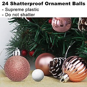 Rose Gold 3.2" Large Christmas Balls - Christmas Tree Decoration Ornaments Shatterproof Hanging Balls for Birthday Halloween Holiday Wedding Decorations Set of 24pcs