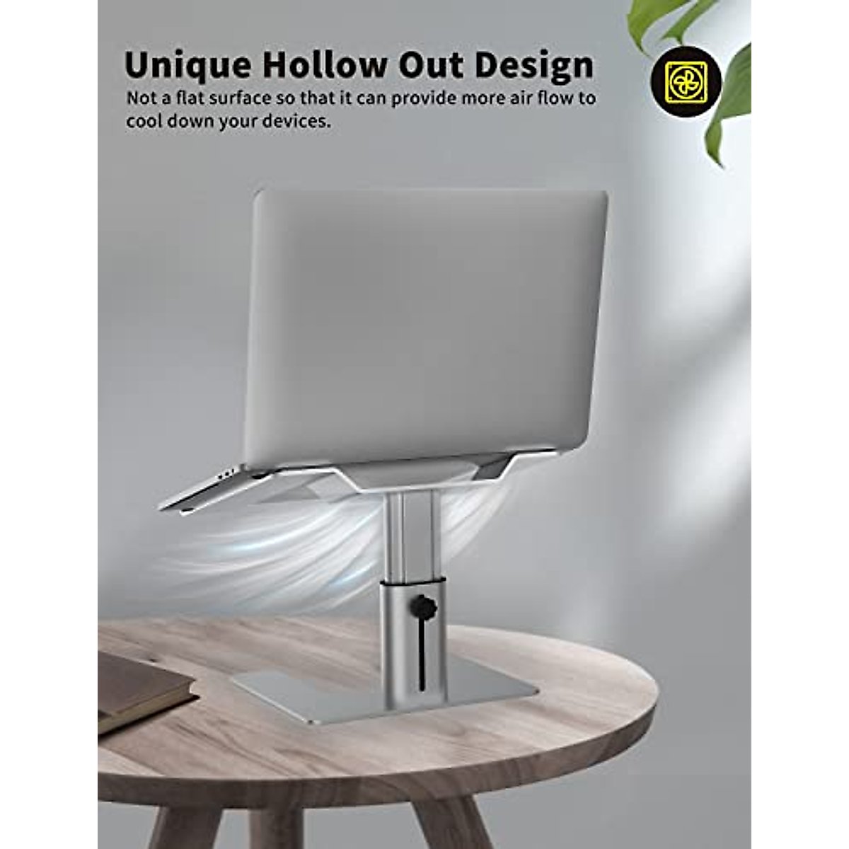 Ergopollo Laptop Stand for Desk, Computer Stand Adjustable Height, Ergonomic Notebook Laptop Riser, Aluminum Metal Holder Compatible with 10 to 15.6 Inches Notebook PC Computer, Silver