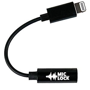Mic-Lock Lightning with Sound Pass - Audio and Data Security Privacy Protector - Lightning to 3.5mm Headphone Adapter (Single Pack)