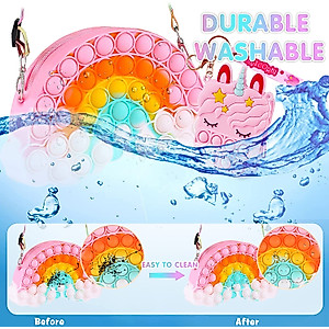 Aucma 2 Pack Purse for Girls Toys Gift Rainbow Cloud Pink Unicorn Crossbody Handbag Bag Kid 3 4 5 6 7 8 9 10 11 12 Years Old Birthday Valentines Christmas Stocking Easter Basket Stuffers Stuff