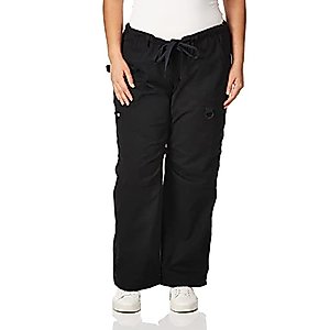 KOI Women's Lindsey Ultra Comfortable Cargo Style Scrub Pants Sizes, Black, Medium/Tall