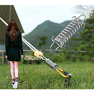 BRYHZKCM 4Pcs Tent Fixed Buckle Wind Rope Buckle Steel Fixed Buckle Tent Wind Spring for Camping Hiking,Chrome Plated Spring for Hammock Chair