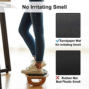 StrongTek Foot Rest Under Desk, Desk Footrest, Rocking Foot Nursing Stool, Rocker Balance Board, Natural Wood, Non-Slip, Ergonomic Pressure Relief for Posture Support, Home, Office Use (18Wx11L)