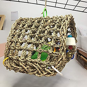 kathson Bird Sheltering Seagrass Tent Hammock Small Animal Snuggle Hut Parrot cage Toy for Parakeets,Cockatiels,Lovebirds,Ring Necks,Pionus,Senegals Small to Medium Birds