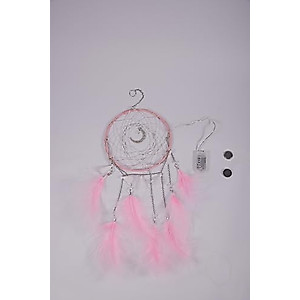 Nice Dream Pink Dream Catchers, Room Nursery Decor for Girls Boys, Handmade Feather Wall Decor with Lights, Home Ornaments Craft Gift for Bedroom