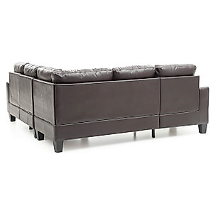 Glory Furniture Newbury KD Sectional, Dark Brown. Living Room Furniture 35" H x 82" W x 32" D