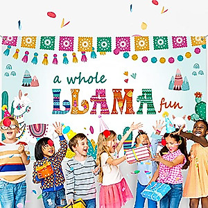 Llama Backdrop a Whole Llama Fun Birthday Backdrop Cactus Mexican Theme Photography Background Fiesta Llama Party Birthday Decoration, Baby Shower Decorations Cake Table Decors, 70.9 x 43.3 Inches