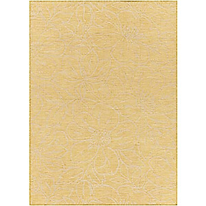 Mark&Day Outdoor Rugs, 8x10 Broekoord Traditional Indoor/Outdoor Bright Yellow Area Rug, Non Shedding Yellow Grey Carpet for Patio, Porch, Deck, Bedroom, Living Room or Kitchen (7'8" x 10')