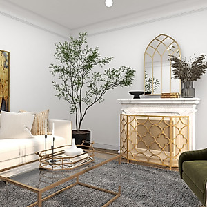 Deco 79 Contemporary Geometric Designed Metal Fireplace Screen, 50"L x 35"H, Gold