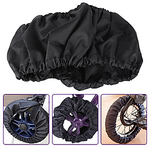 4Pcs Tire Covers for RV Wheel, Oxford Fabric for Child Kid Baby Stroller Jogger Wheels Covers Classic Accessories Black Dust Tire Cover, 4.7-6.3Inch (S)